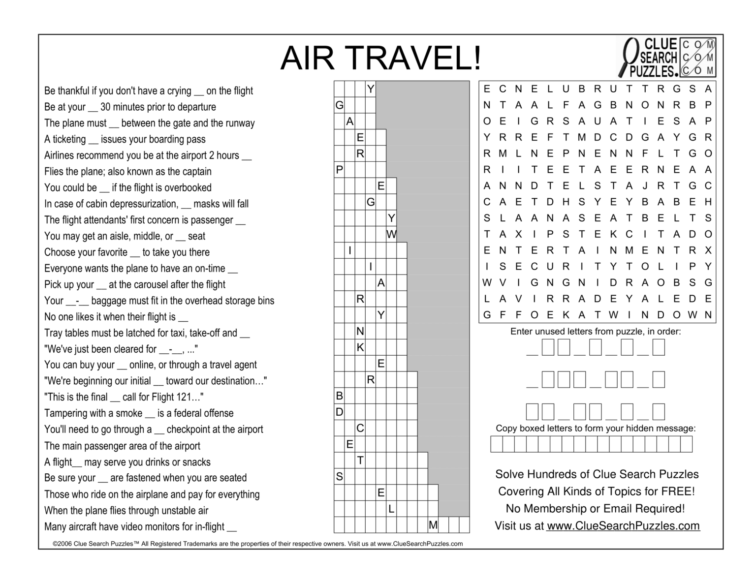 AIRPORTS TRIVIA QUIZ – Clue Search Puzzles