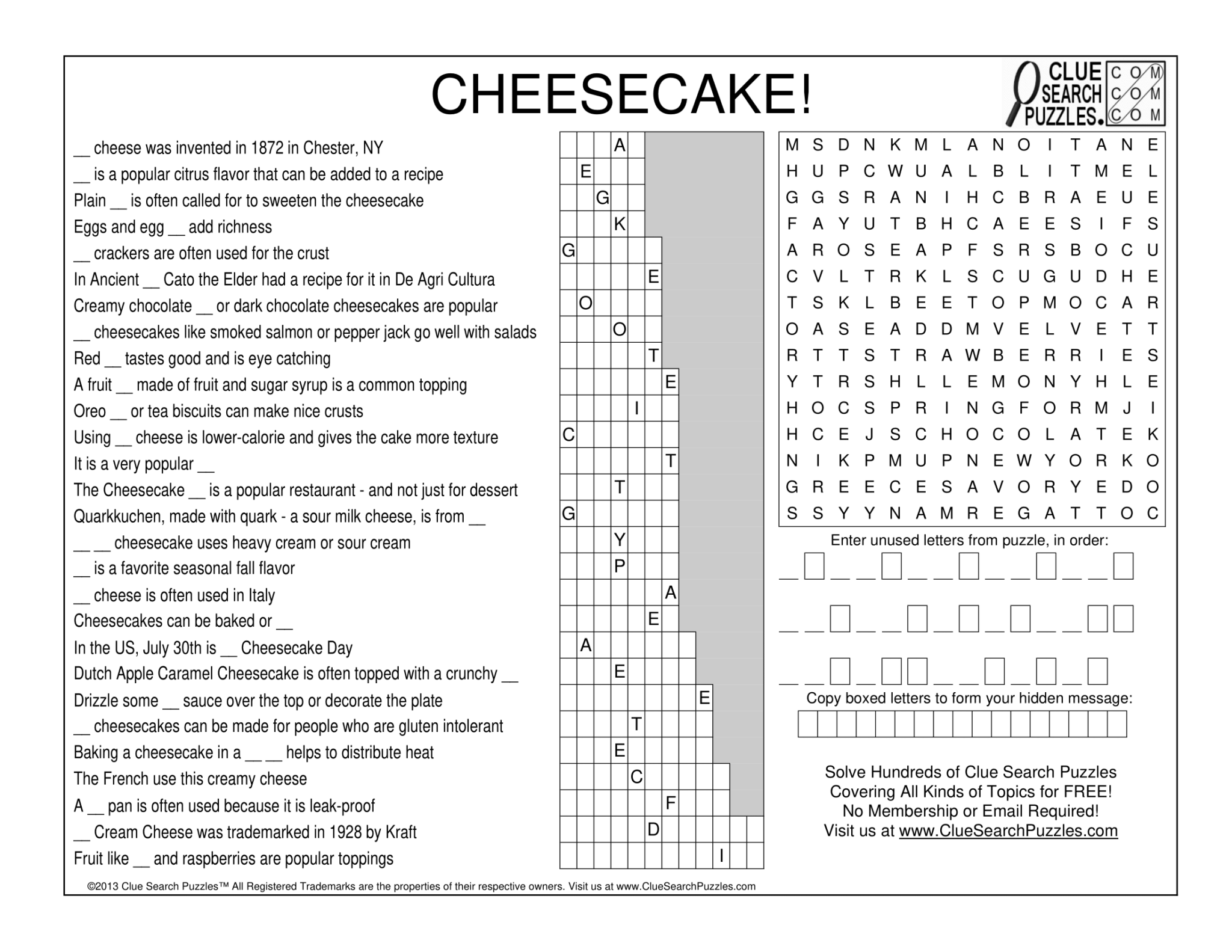 CHEESECAKE TRIVIA QUIZ