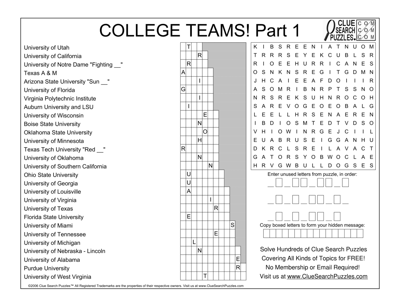 COLLEGE TEAMS PART 1 TRIVIA QUIZ