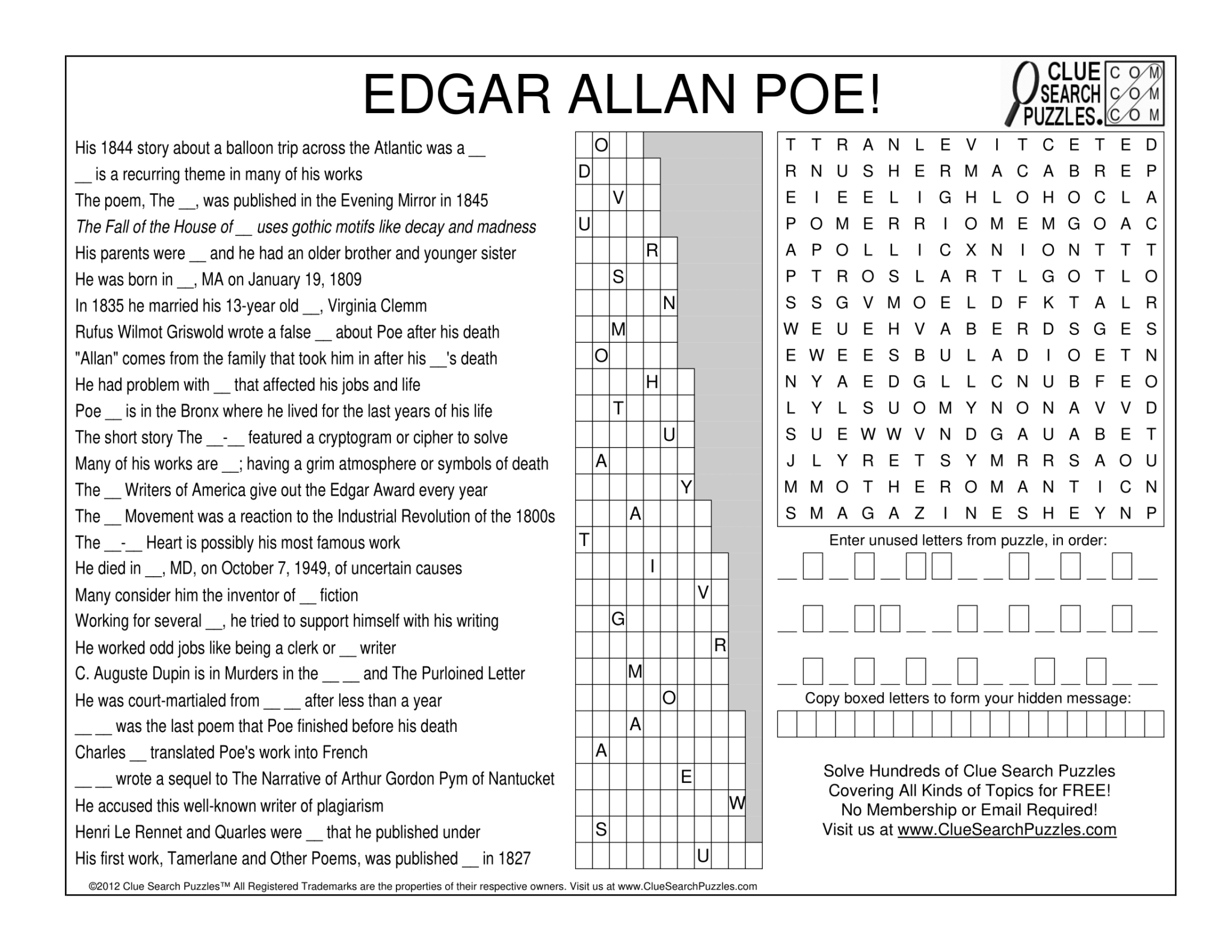 EDGAR ALLAN POE TRIVIA QUIZ