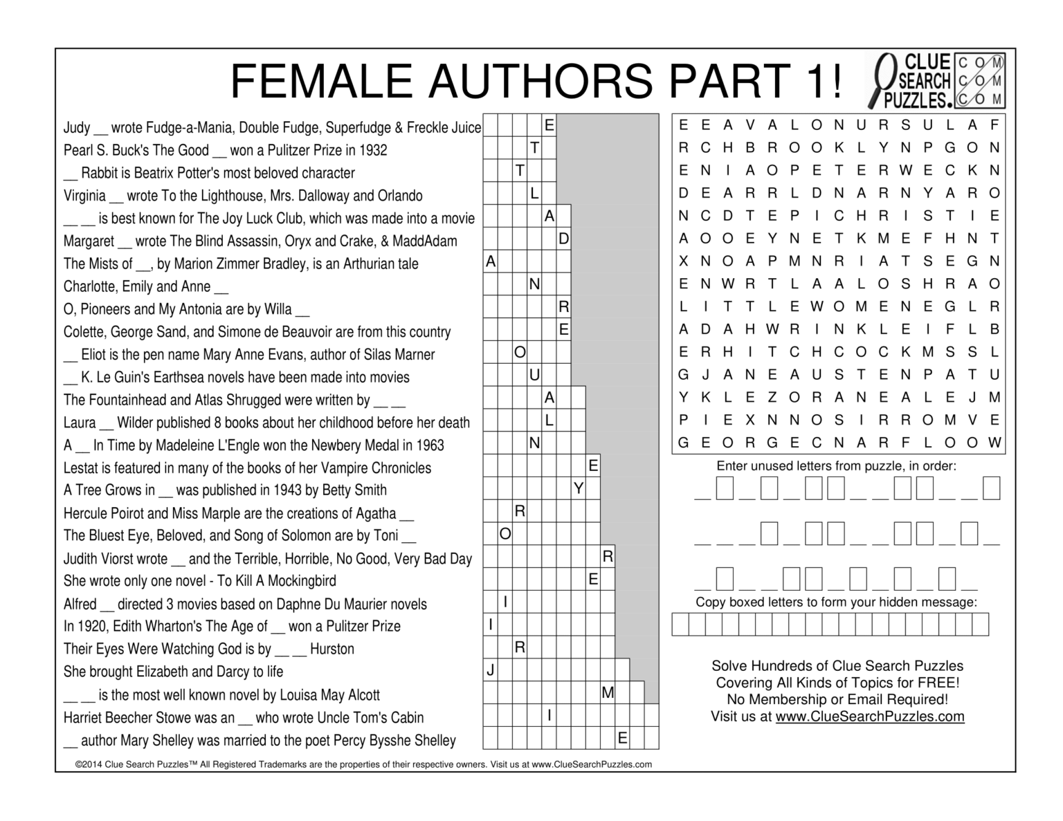 FEMALE AUTHORS PART 1 TRIVIA QUIZ