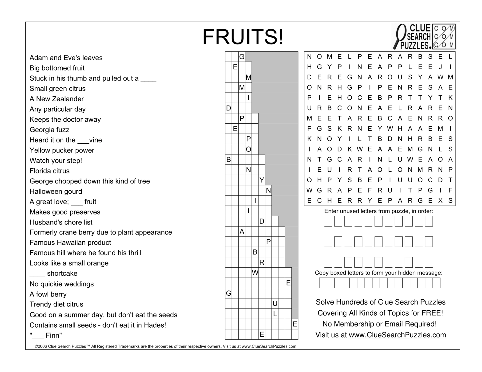CANDY TRIVIA QUIZ Clue Search Puzzles CANDY TRIVIA QUIZ Clue Search Puzzles