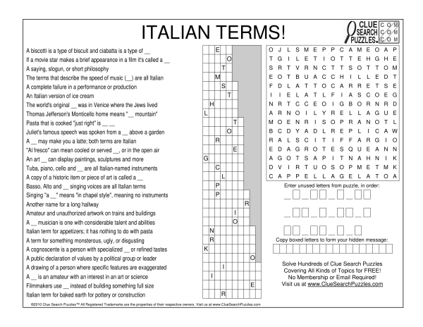 ITALIAN TERMS TRIVIA QUIZ