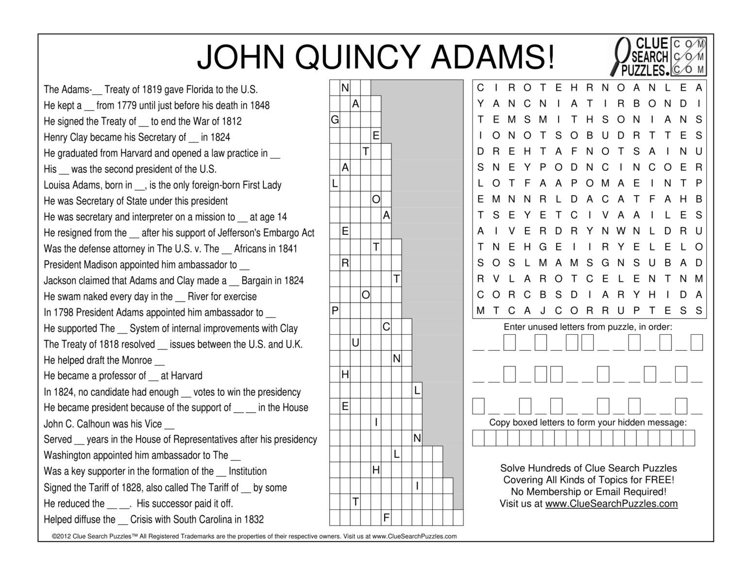 JOHN QUINCY ADAMS TRIVIA QUIZ