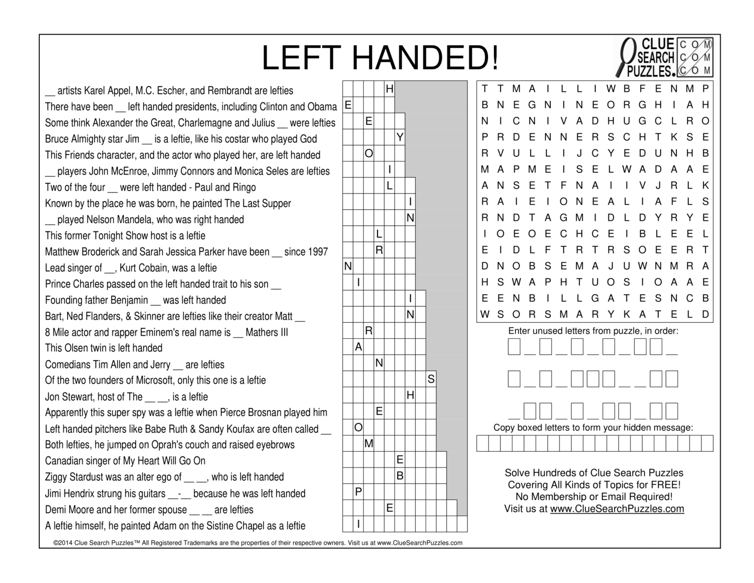 LEFT HANDED TRIVIA QUIZ