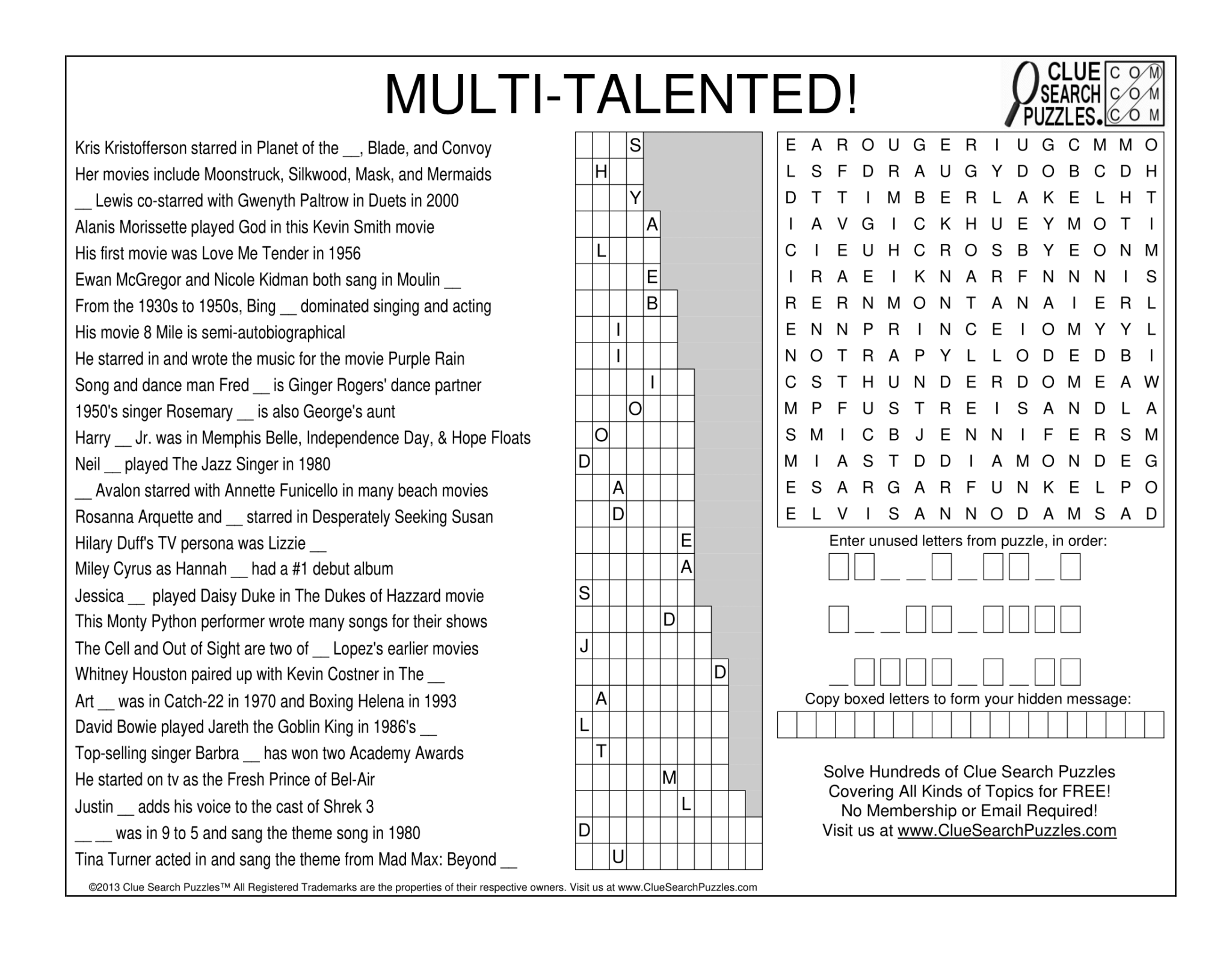 MULTI TALENTED TRIVIA QUIZ
