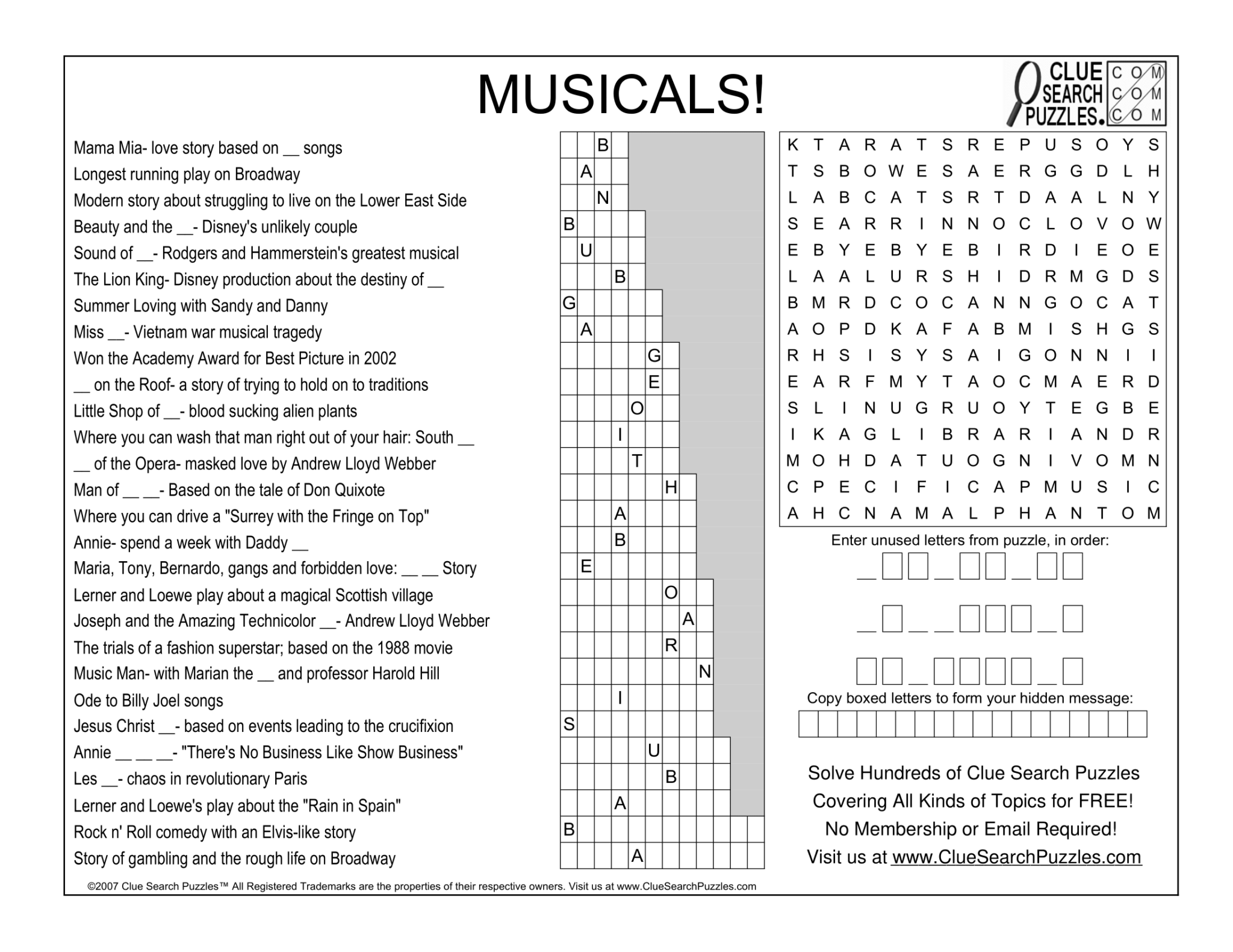 MUSICALS TRIVIA QUIZ