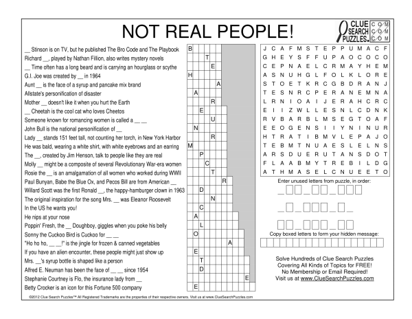 NOT REAL PEOPLE TRIVIA QUIZ