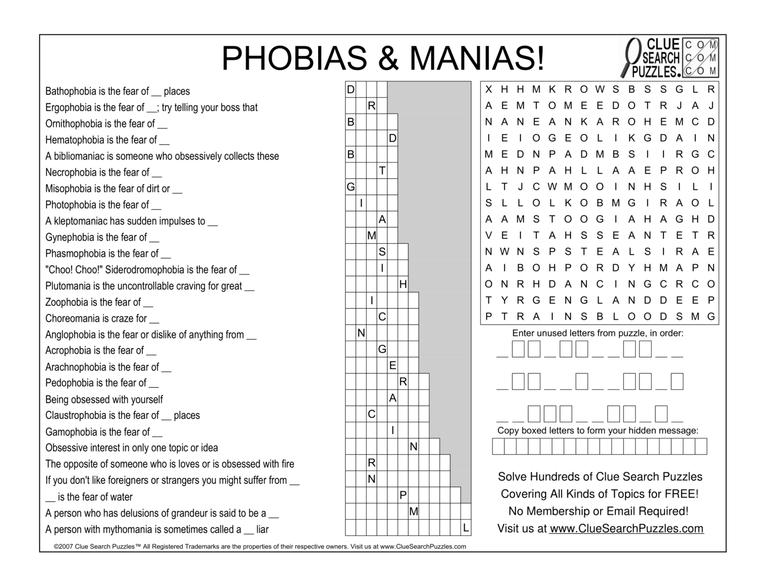 PHOBIAS AND MANIAS TRIVIA QUIZ