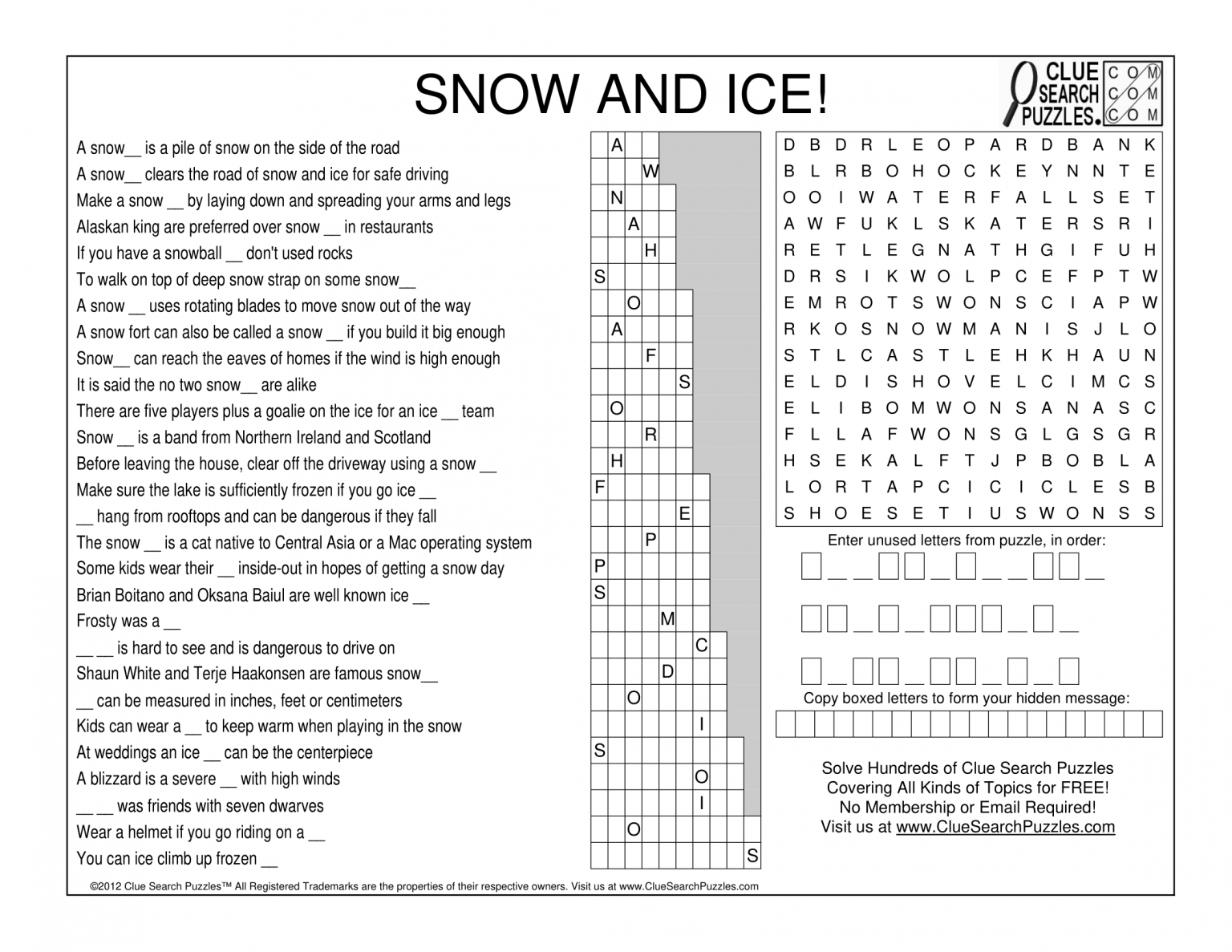 Special Days - Clue Search Puzzles