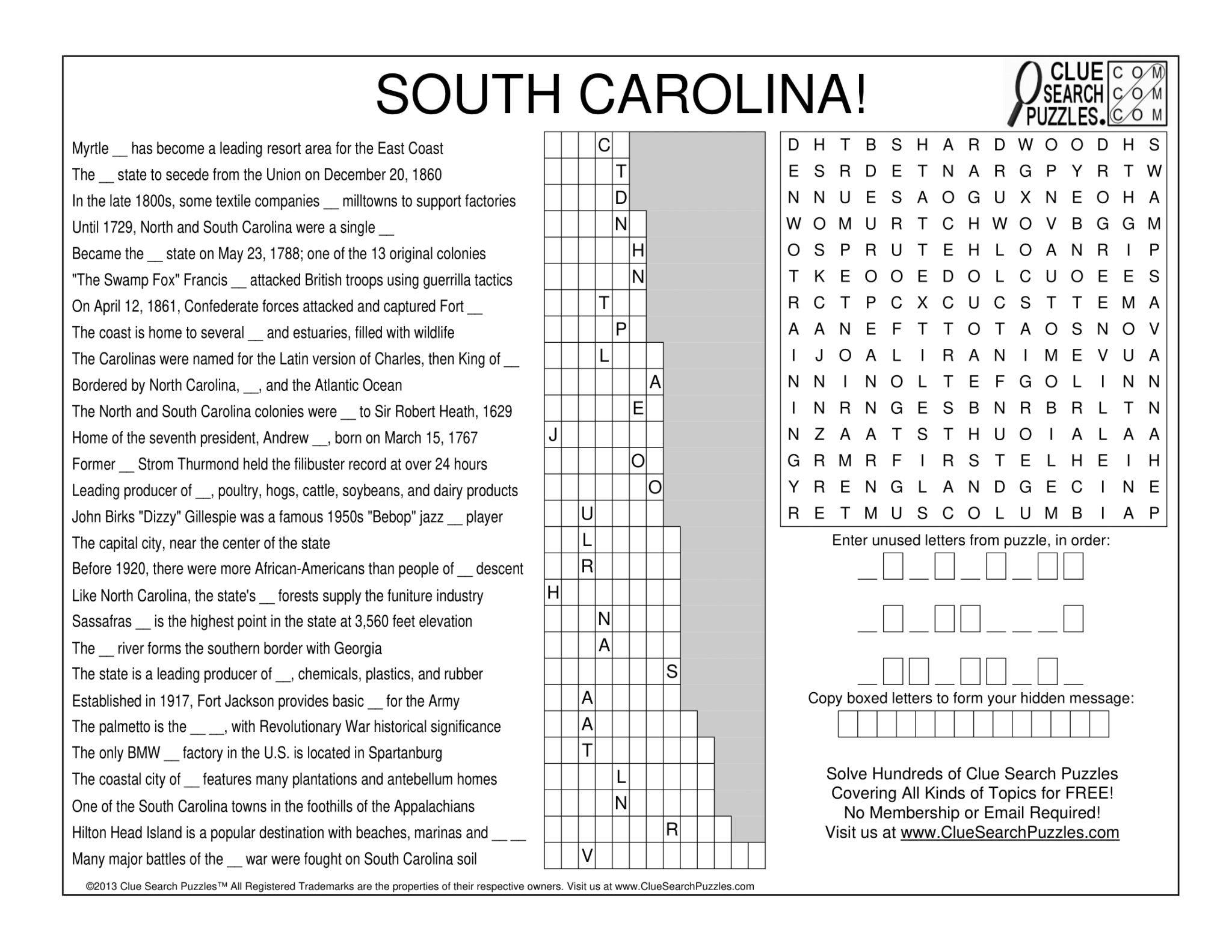 SOUTH CAROLINA TRIVIA QUIZ