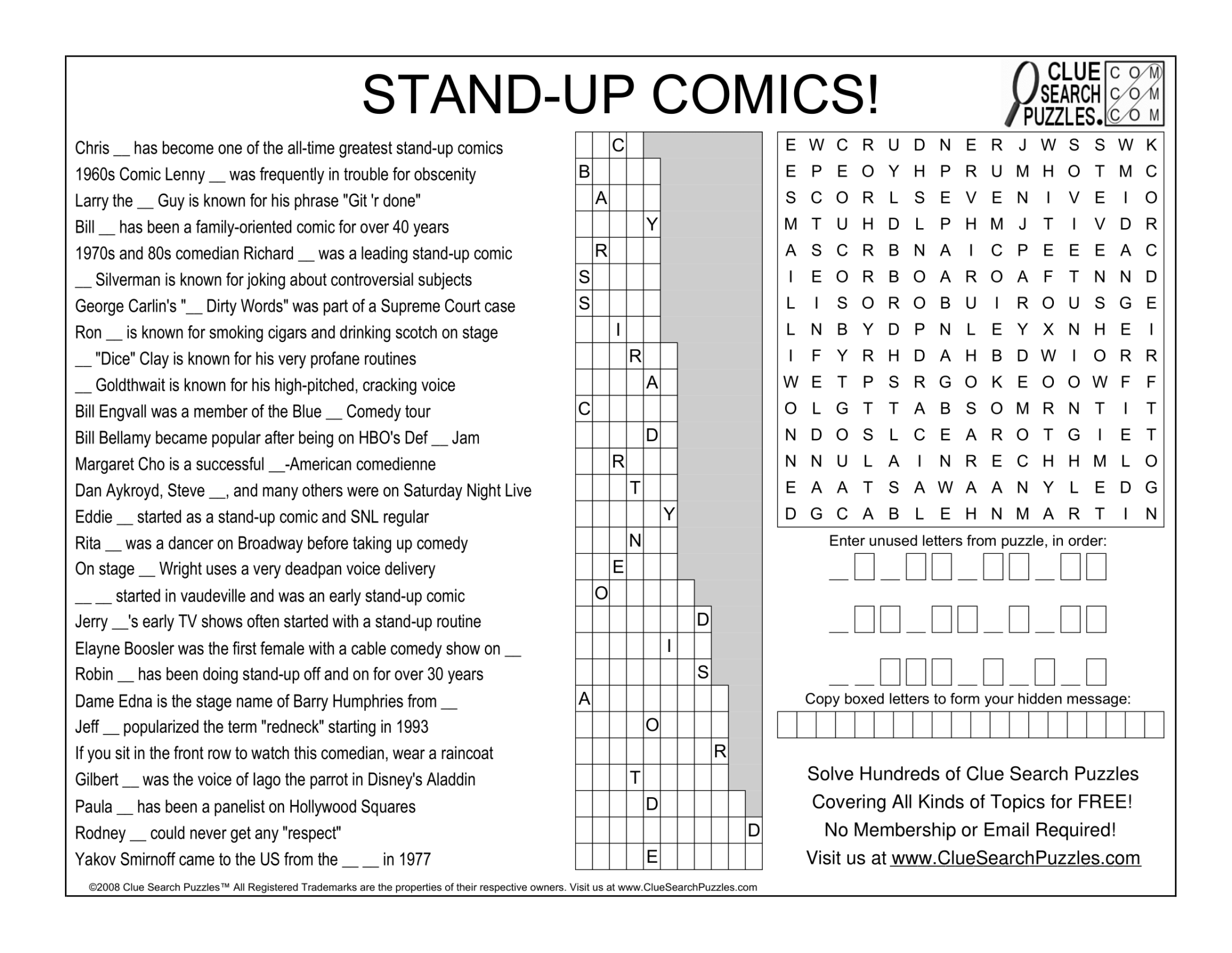 STAND UP COMICS TRIVIA QUIZ