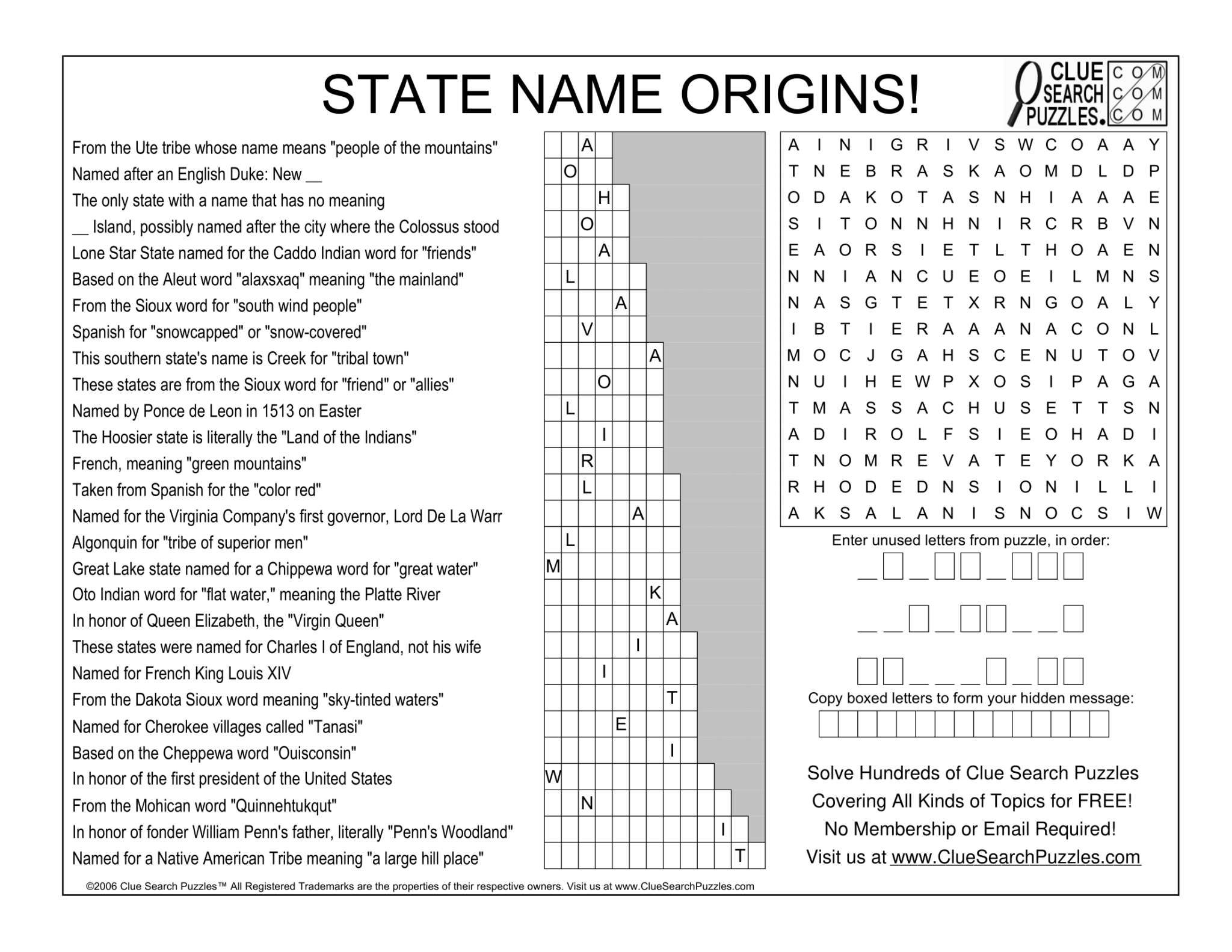 STATE NAME ORIGINS TRIVIA QUIZ