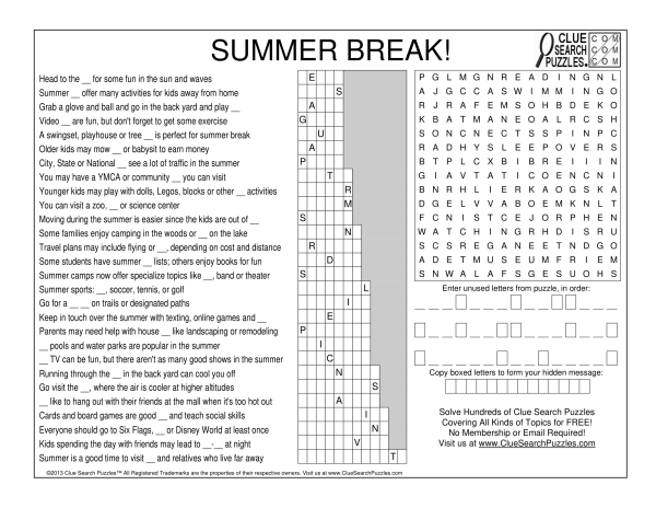 SUMMER BREAK TRIVIA QUIZ