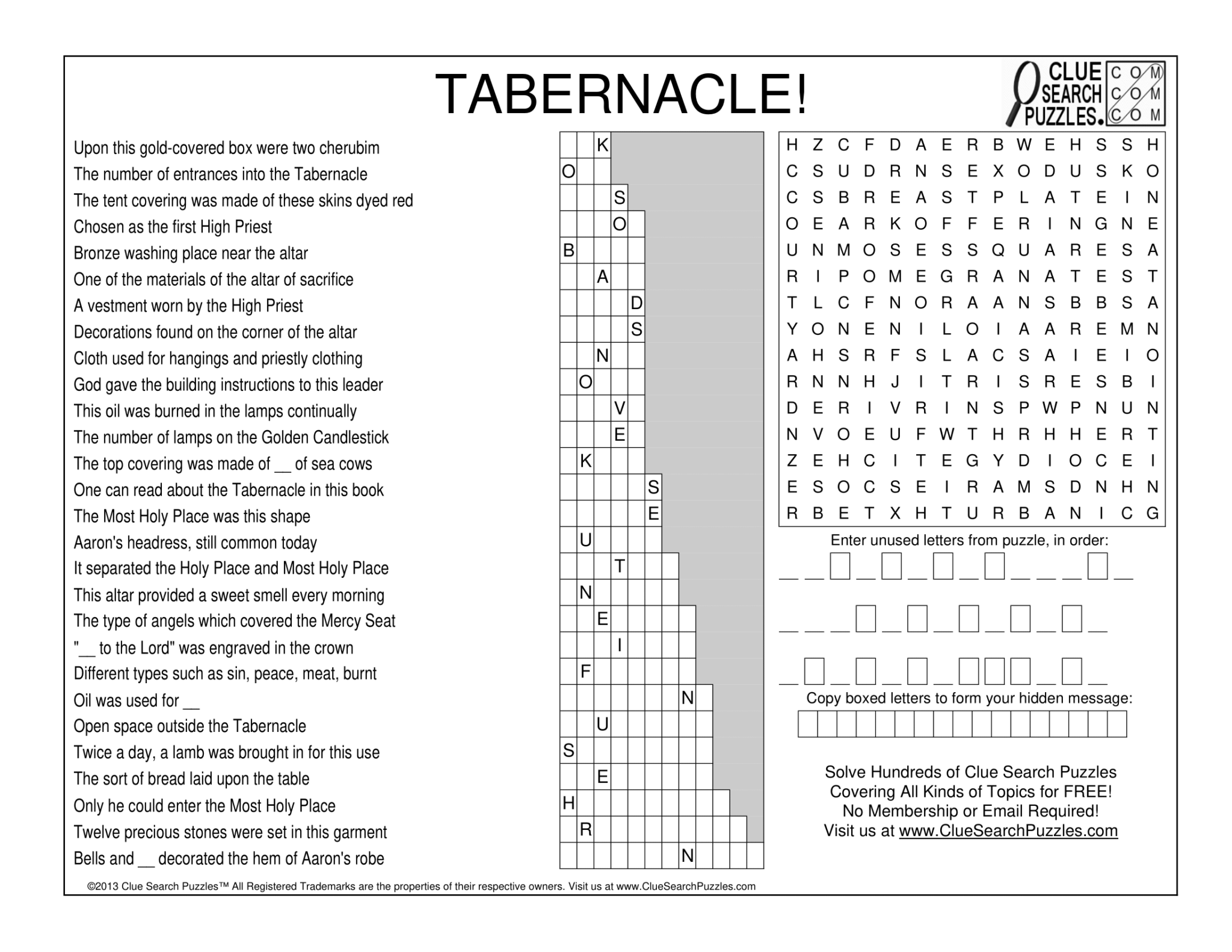 TABERNACLE TRIVIA QUIZ