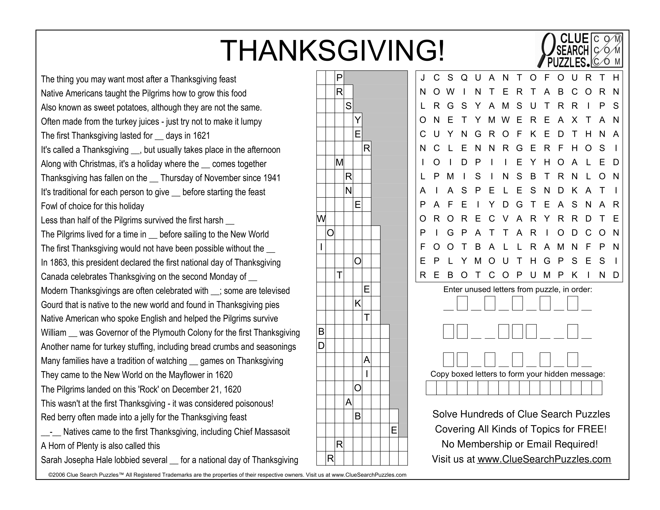 THANKSGIVING TRIVIA QUIZ THANKSGIVING TRIVIA QUIZ