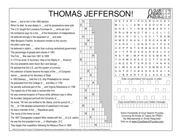 THOMAS JEFFERSON TRIVIA QUIZ