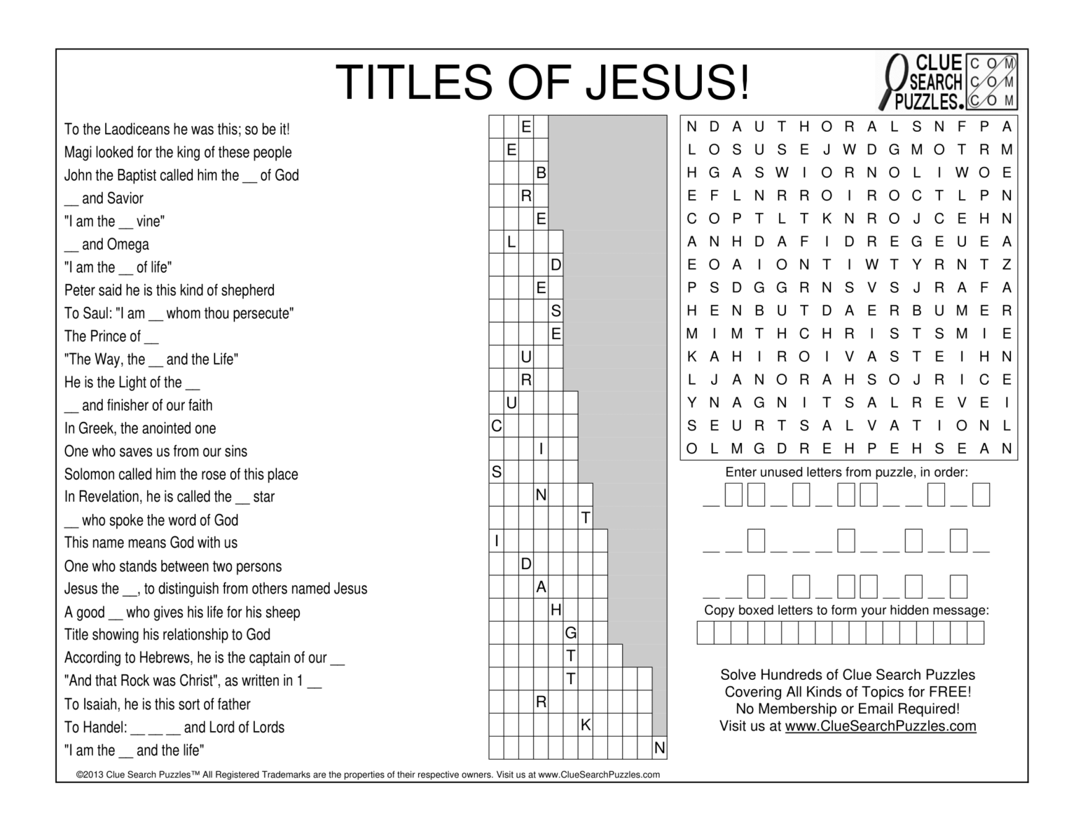 TITLES OF JESUS TRIVIA QUIZ