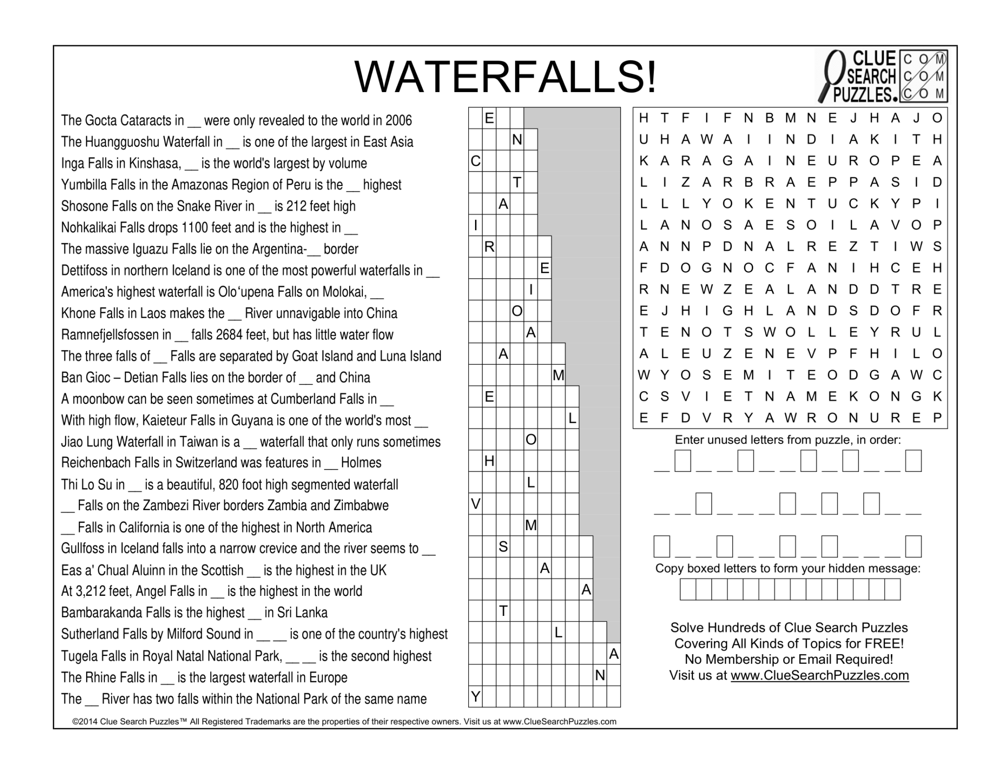 WATERFALLS TRIVIA QUIZ