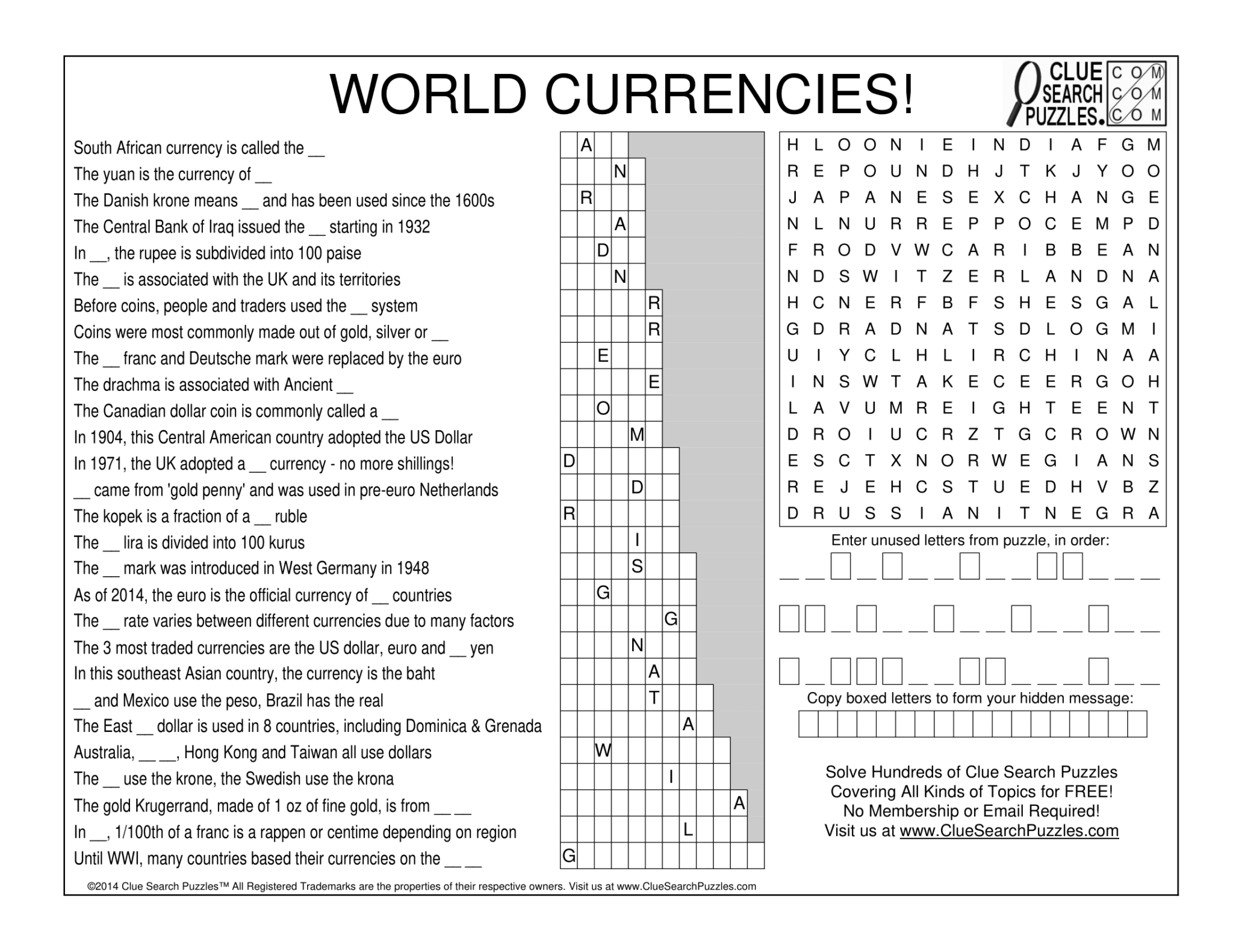 WORLD CURRENCIES TRIVIA QUIZ